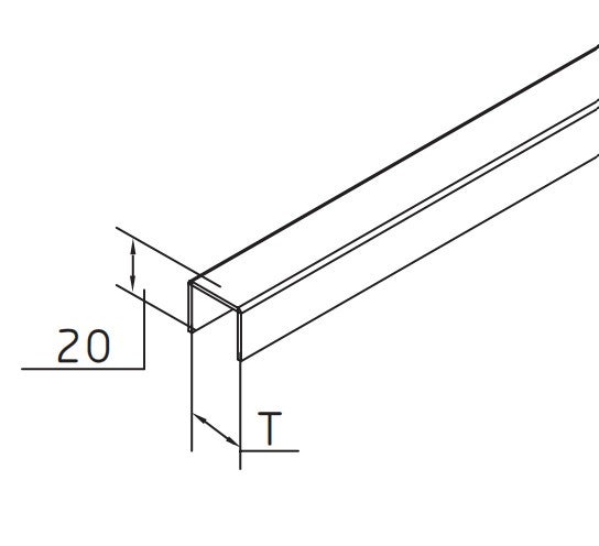 U Channel for handrail HD-L005-5 (10 ft) | Dominate Hardware